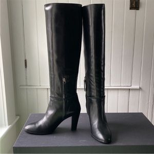 Theory | Shoes | Theory Knee High Heeled Black Leather Boots 39 New ...